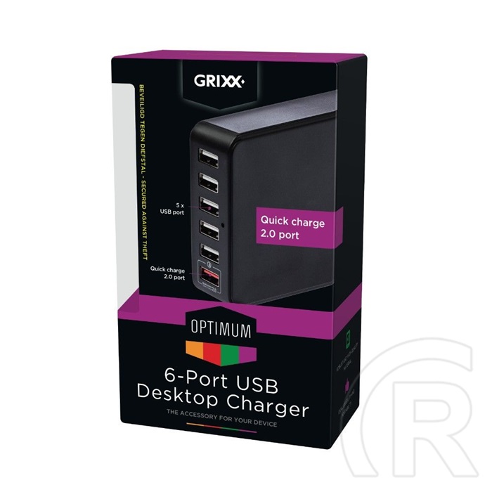 Grixx Optimum USB asztali töltő (6 port) - Rufusz webáruház